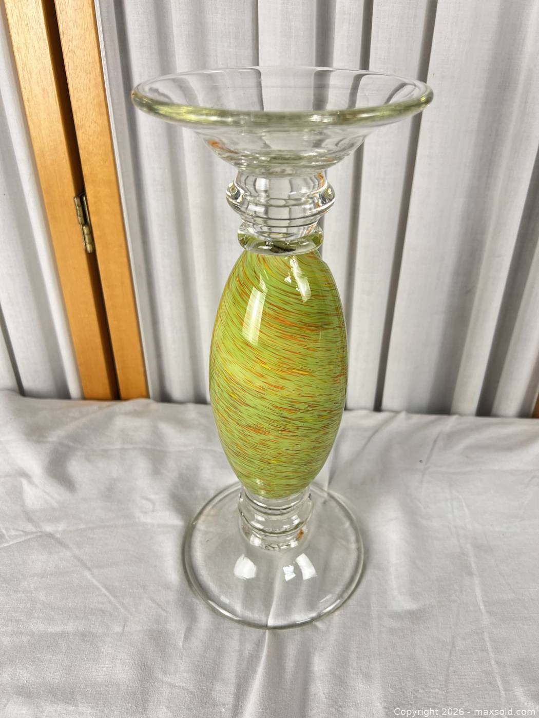 Hand-Blown Art Glass Pillar Candlestick | Maxsold