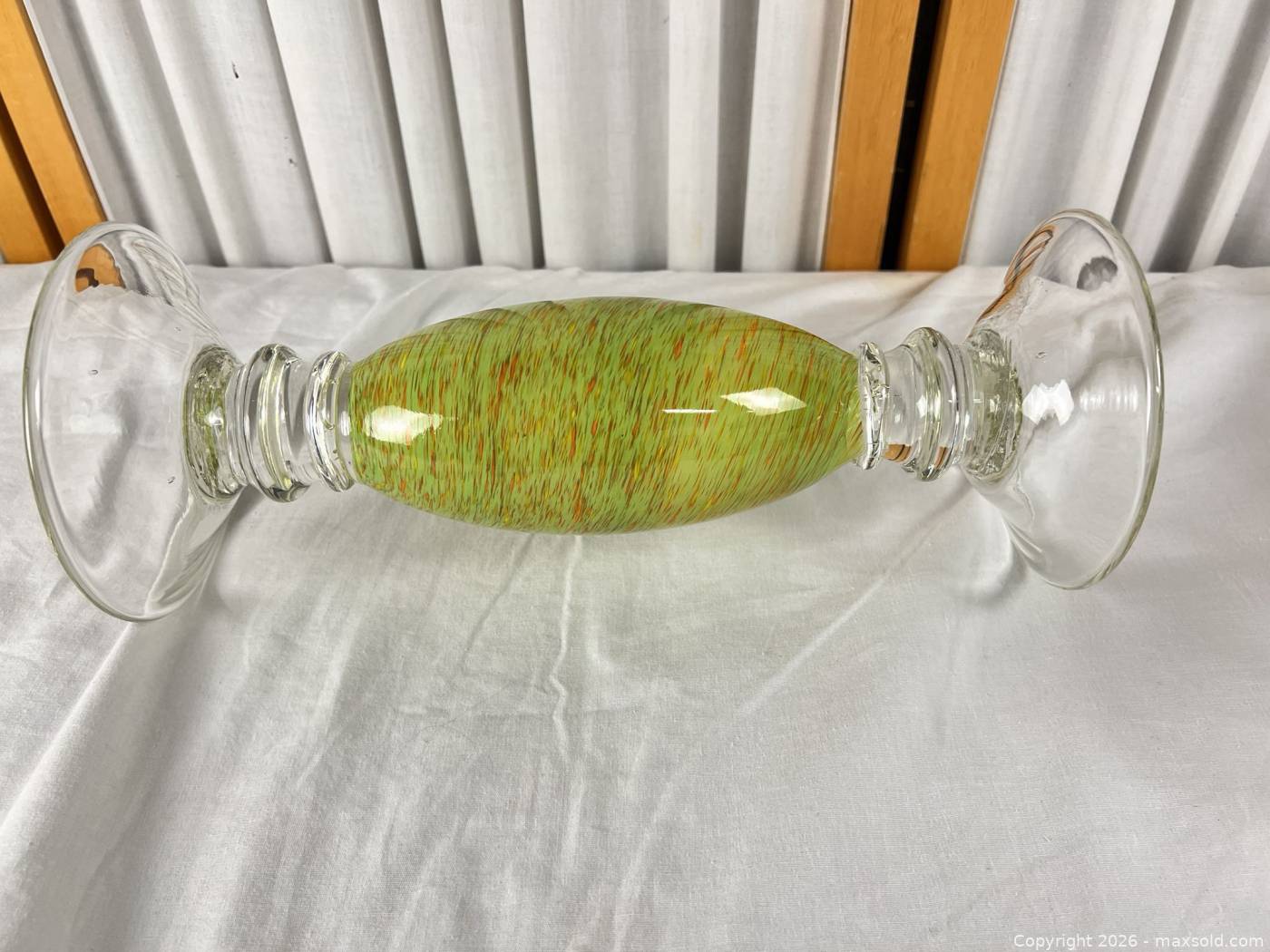 Hand-Blown Art Glass Pillar Candlestick | Maxsold