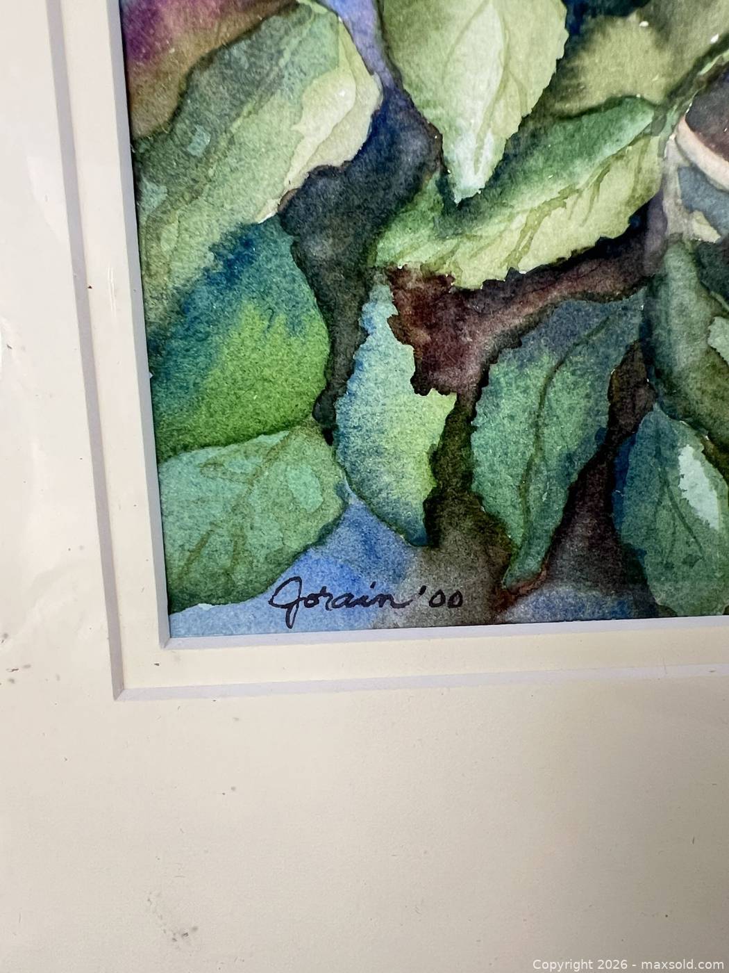 Signed 2000 Watercolor Child Portrait With Flowers | Maxsold