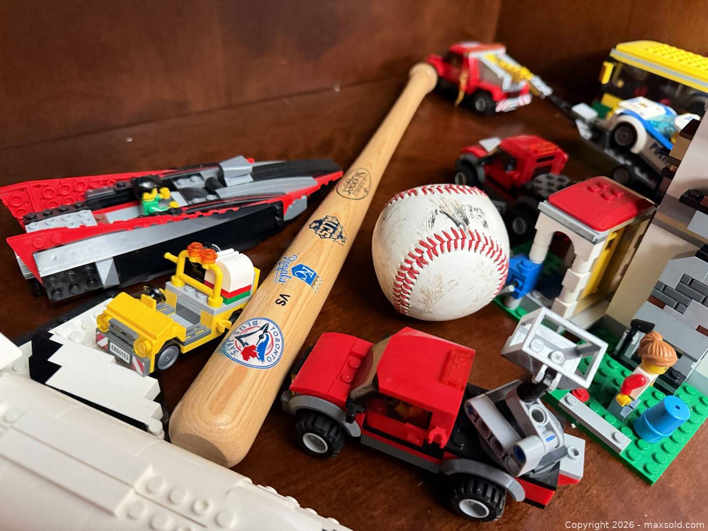 LEGO lot with house, boats, vehicles, minifigures, baseball bat & ball ...