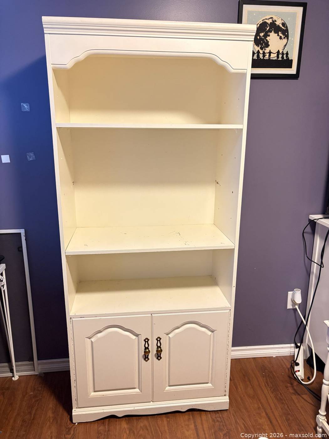 Off-white MDF display cabinet with doors 72"H | Maxsold