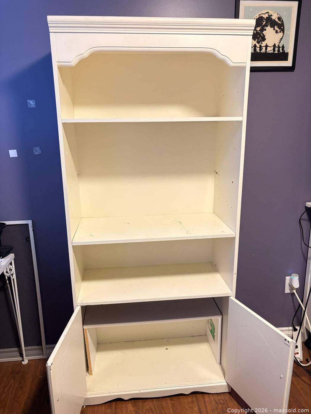 Off-white MDF display cabinet with doors 72"H | Maxsold
