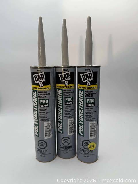 DAP Gray Polyurethane Concrete/Fiberglass Sealant, 3 Tubes | Maxsold