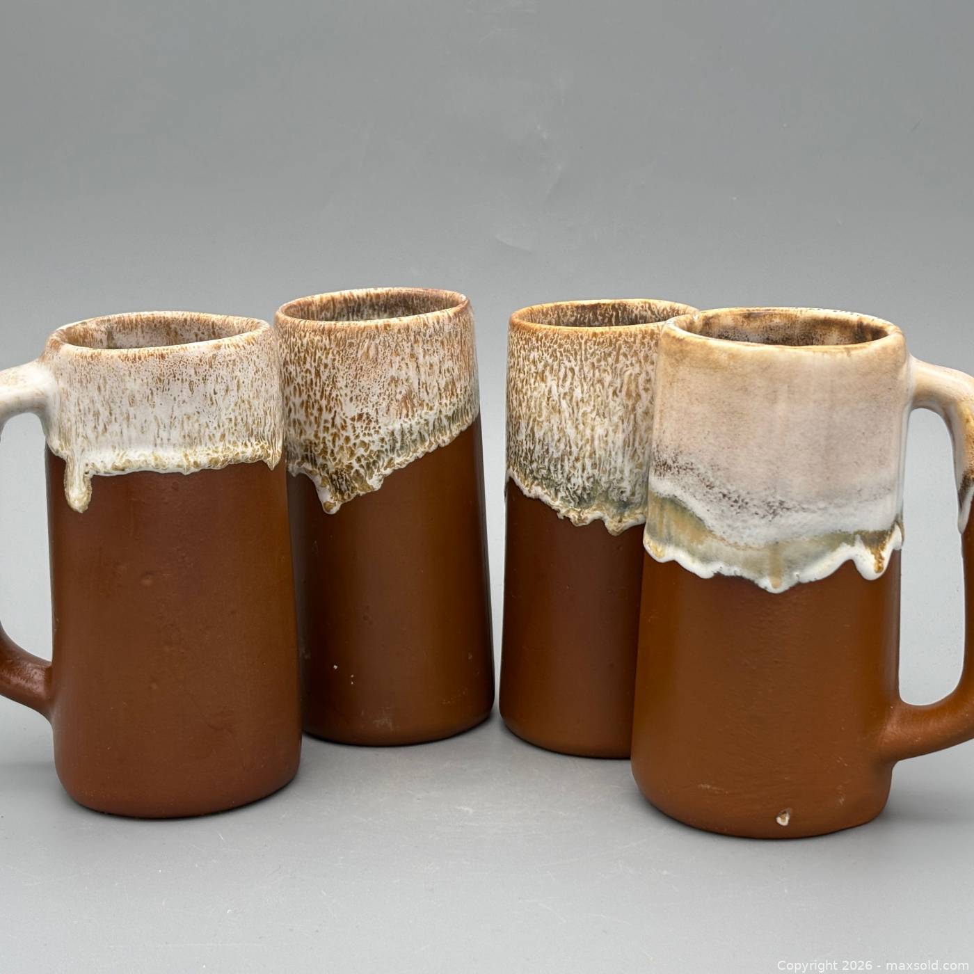 Set of 4 Brown Stoneware Steins | Maxsold