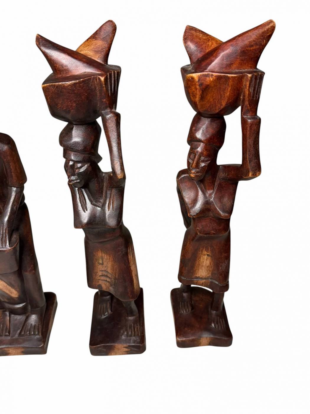 Hand-carved wooden folk figures, set of 3 | Maxsold