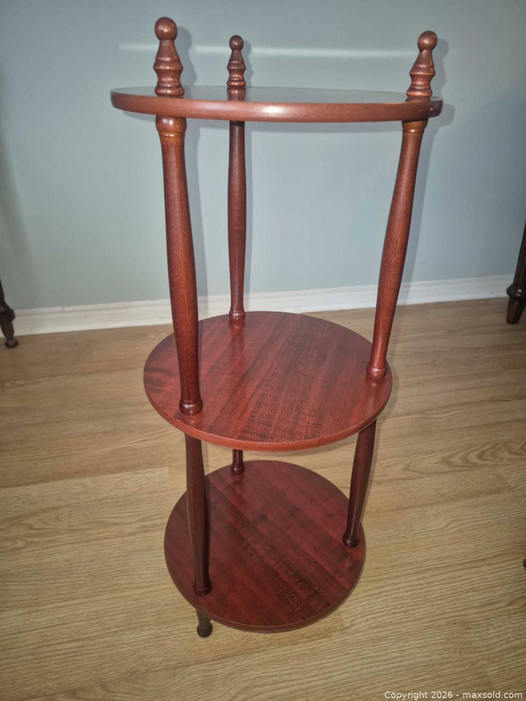 Set of 3 stained wood plant stands | Maxsold