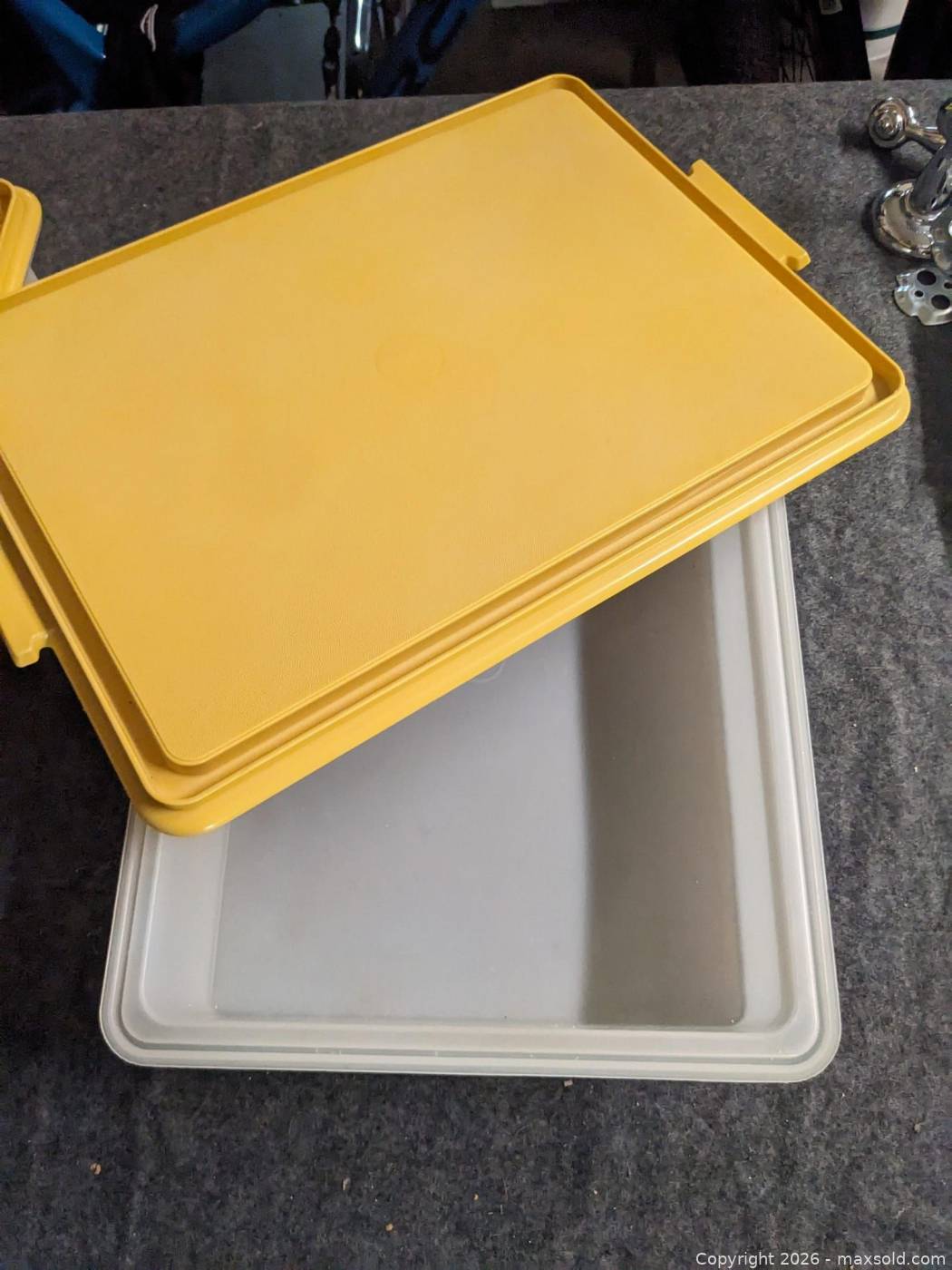 Vintage Tupperware Rectangle Container - Yellow Lid | Maxsold
