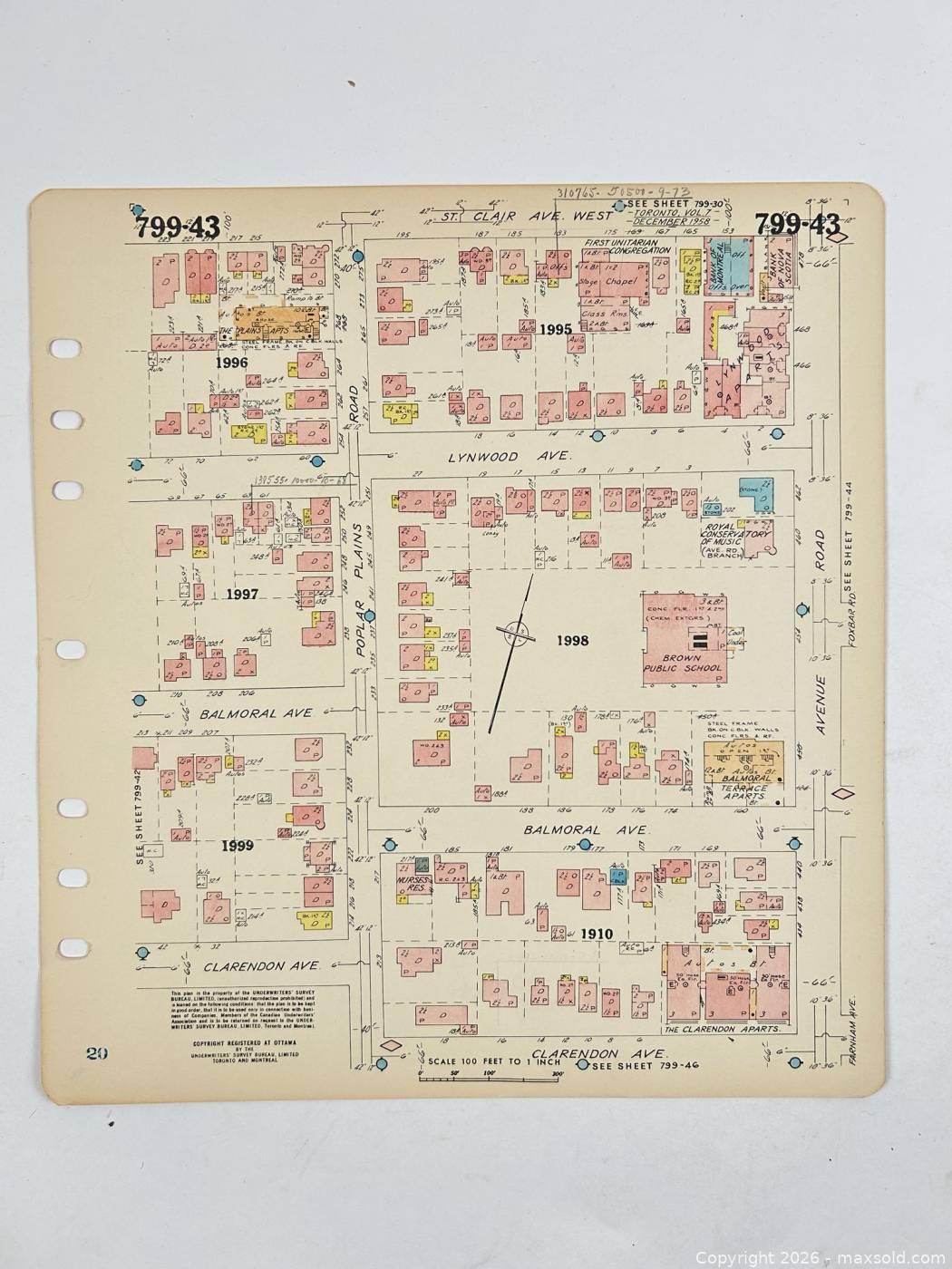 2 Toronto fire insurance map sheets pages 799-43-48 | Maxsold
