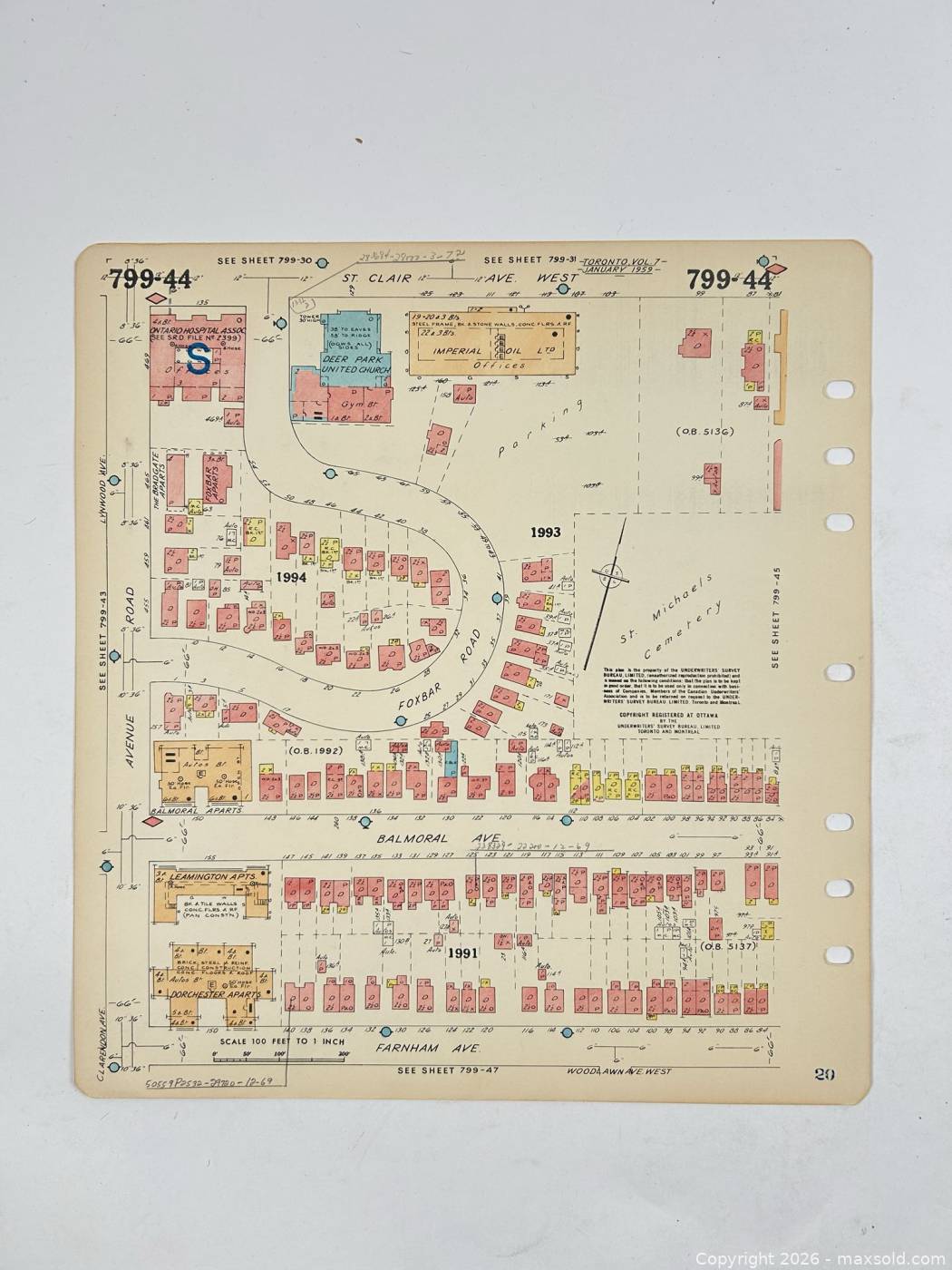 2 Toronto fire insurance map sheets pages 799-43-48 | Maxsold