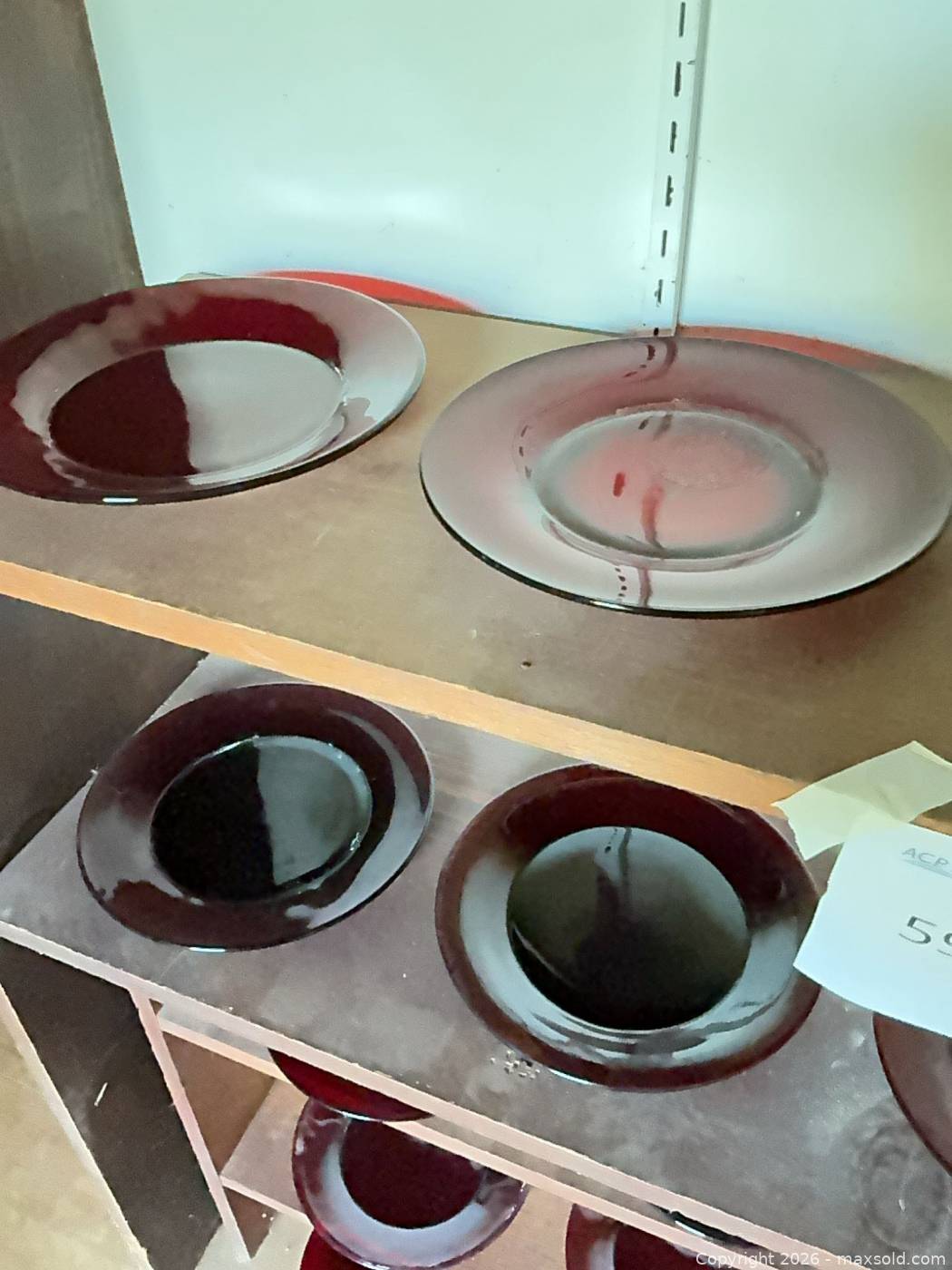 22 Red Burgundy Glass Dinner Plates | Maxsold