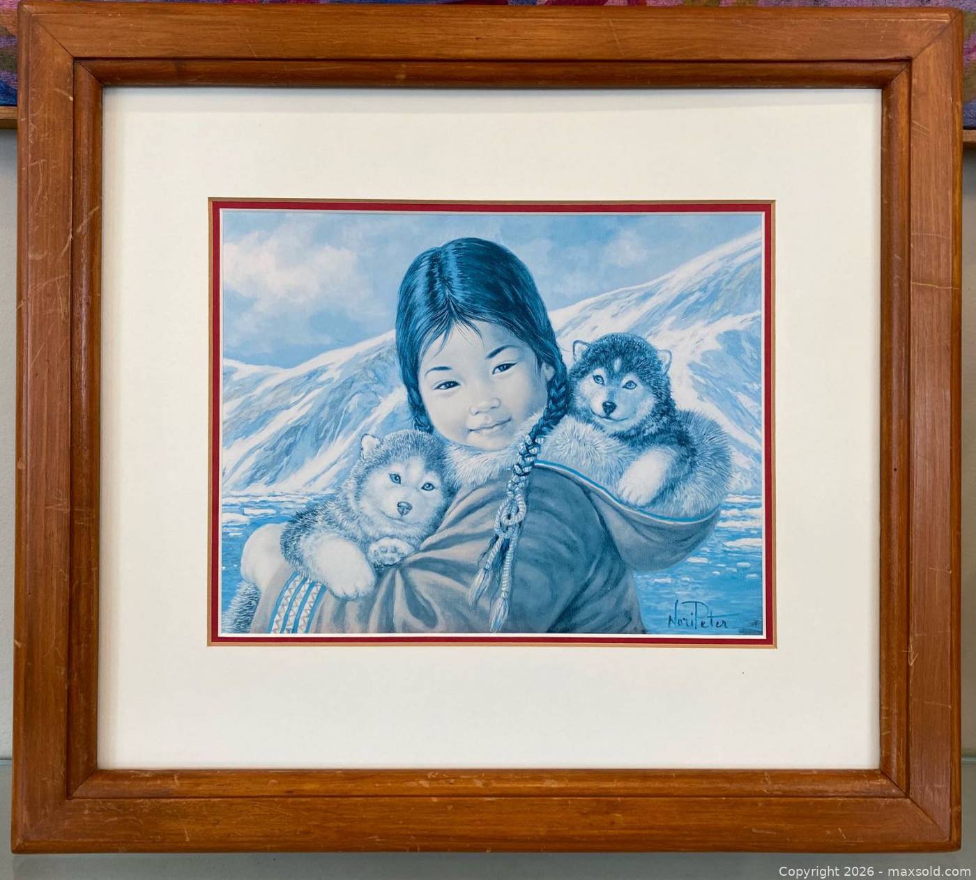 Nori Peter Inuit Girl with Huskies framed print | Maxsold
