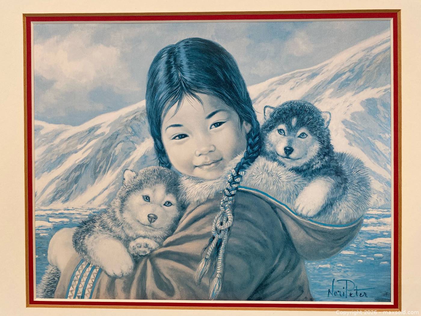 Nori Peter Inuit Girl with Huskies framed print | Maxsold
