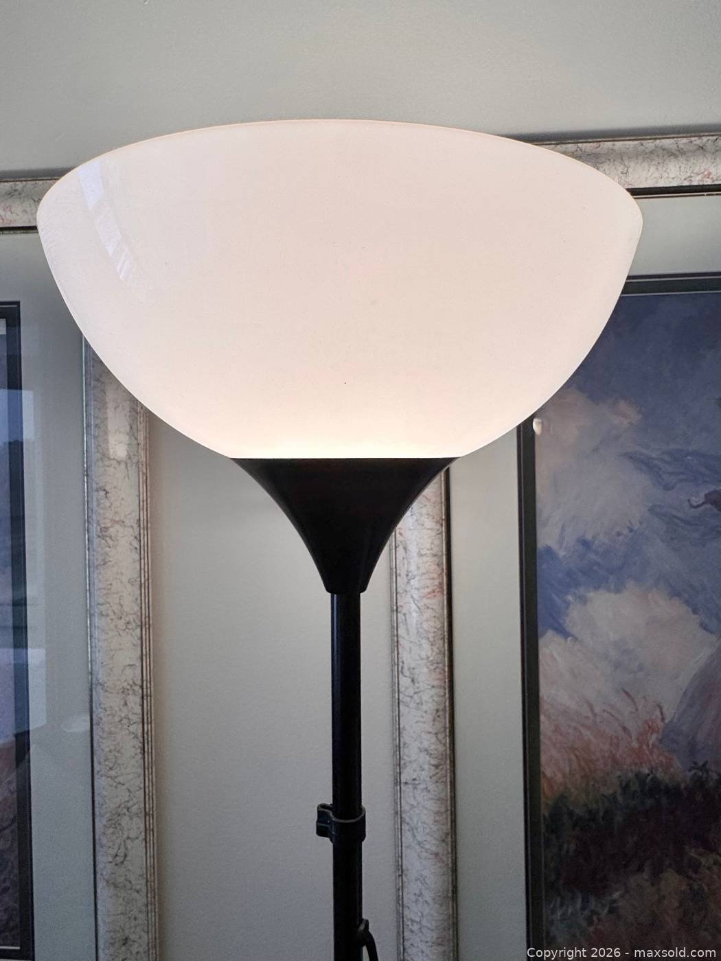 Black metal torchiere floor lamp 69" H | Maxsold