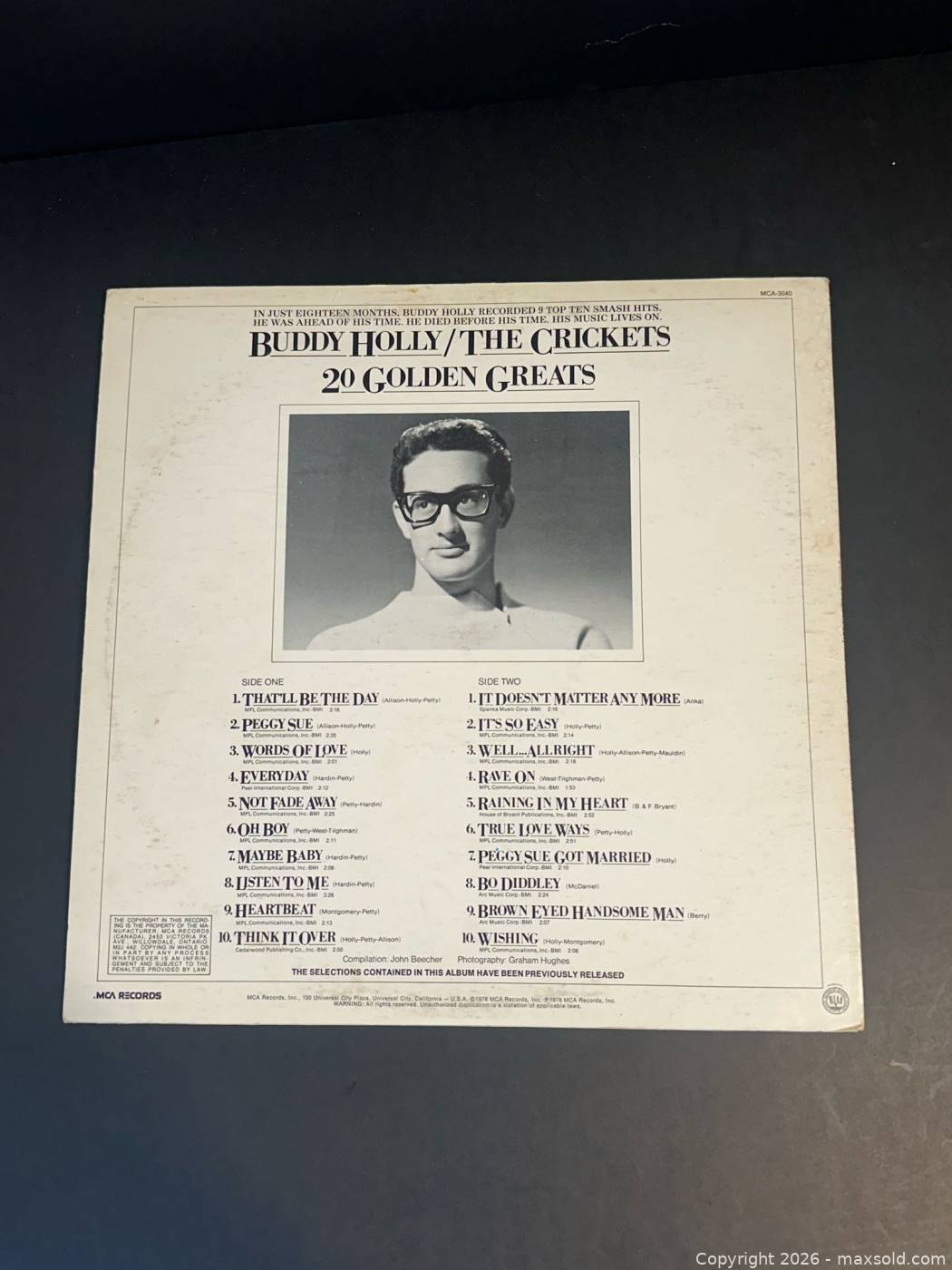 Buddy Holly/The Crickets 20 Golden Greats sealed vinyl record | Maxsold