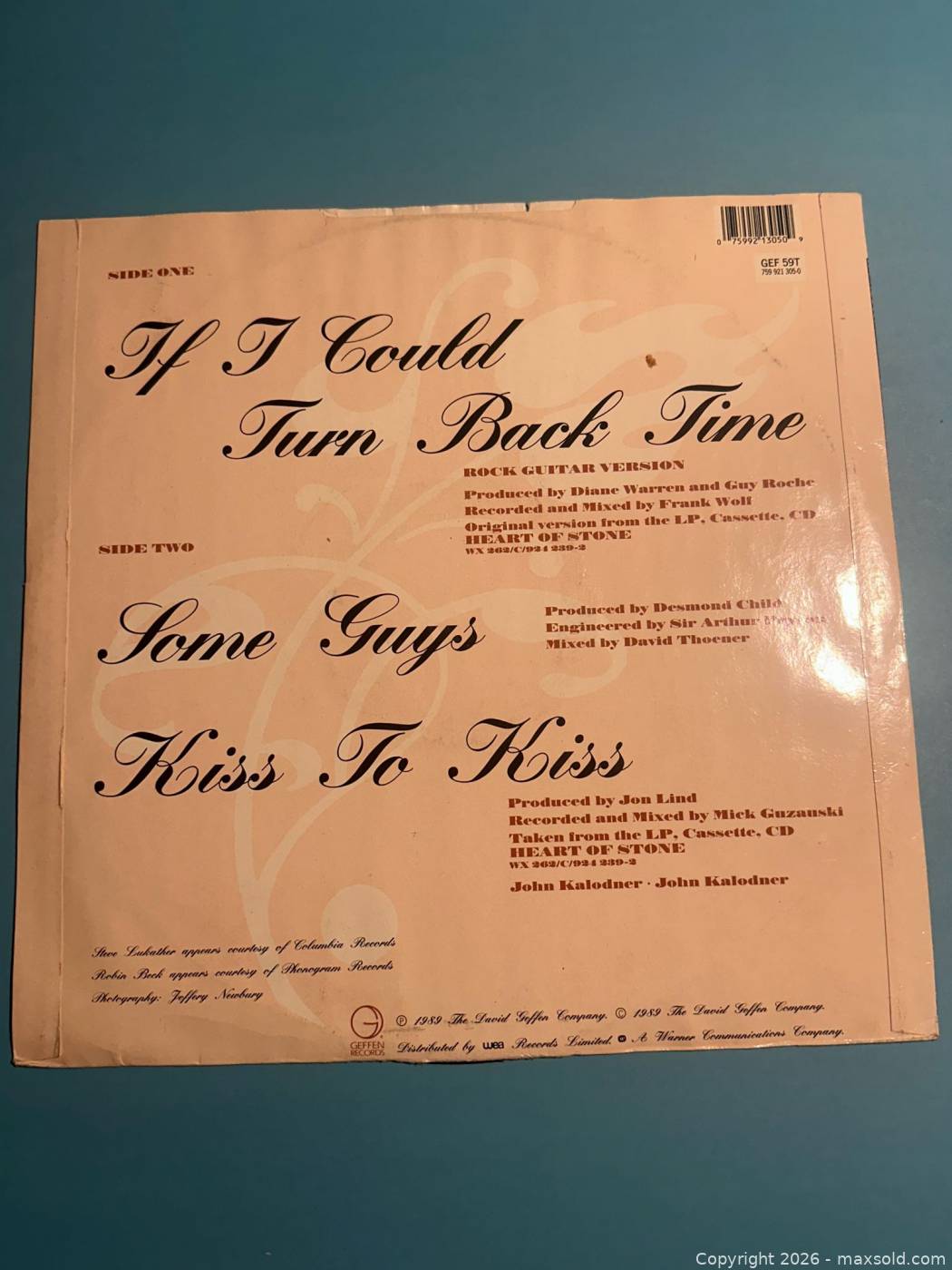 Cher "If I Could Turn Back Time" 12" Vinyl Single | Maxsold
