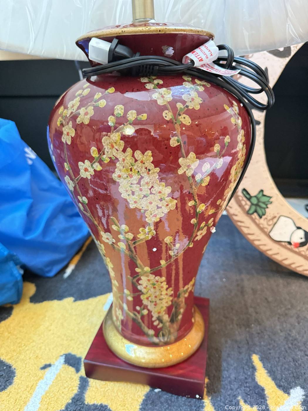 Red Burgundy Glazed Ceramic Table Lamp | Maxsold