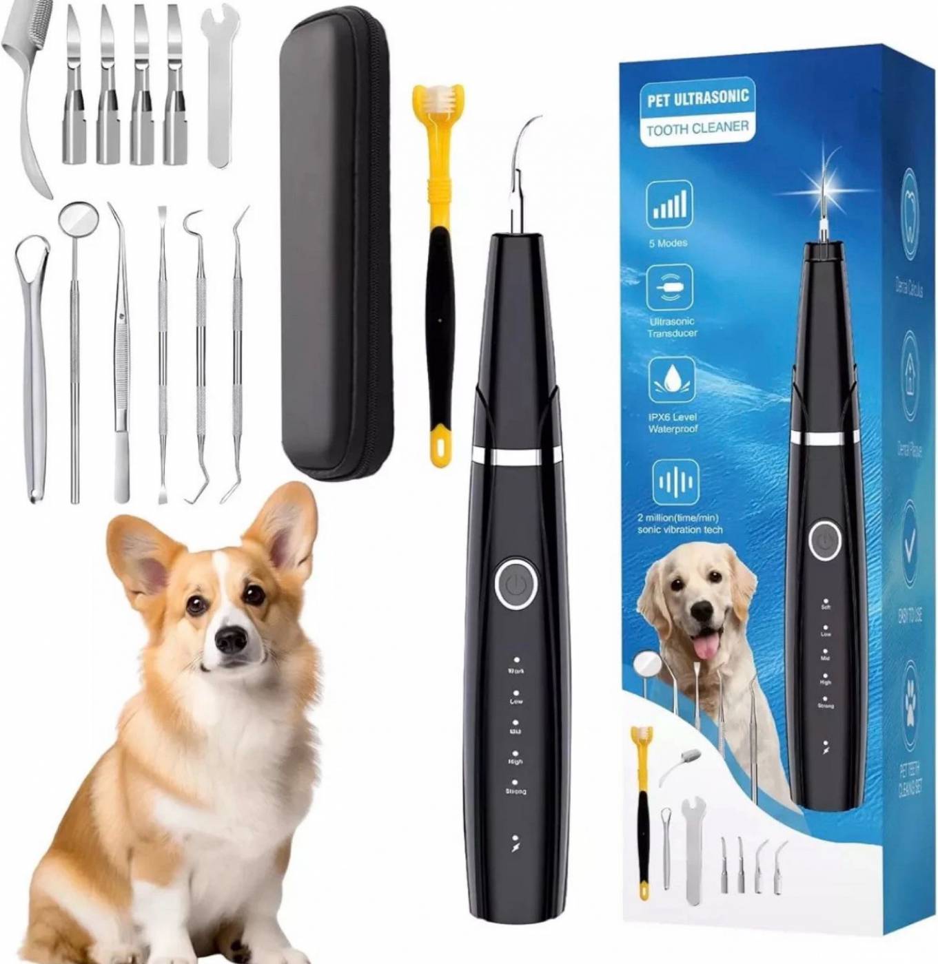 Pet ultrasonic tooth cleaner set, 5 modes, sealed | Maxsold