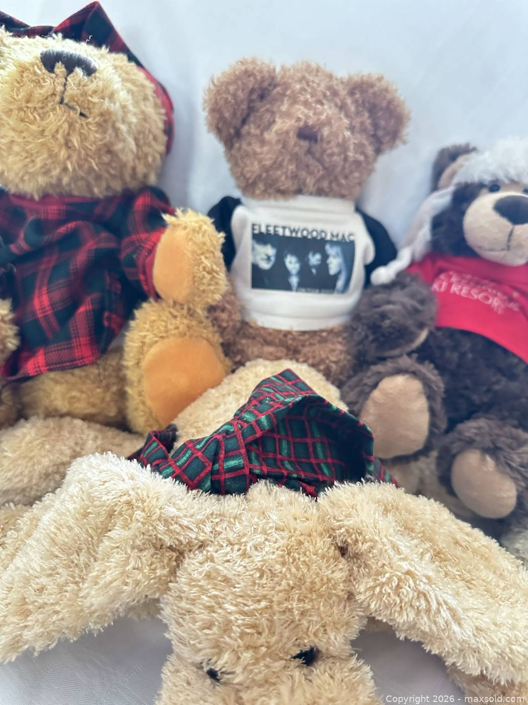 Stuffed plush bears and floppy dog, six | Maxsold