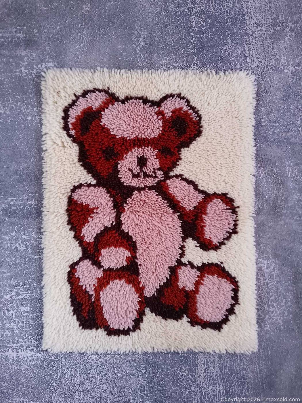 Handmade Teddy Bear Latch Hook Rug 24" x 18" | Maxsold