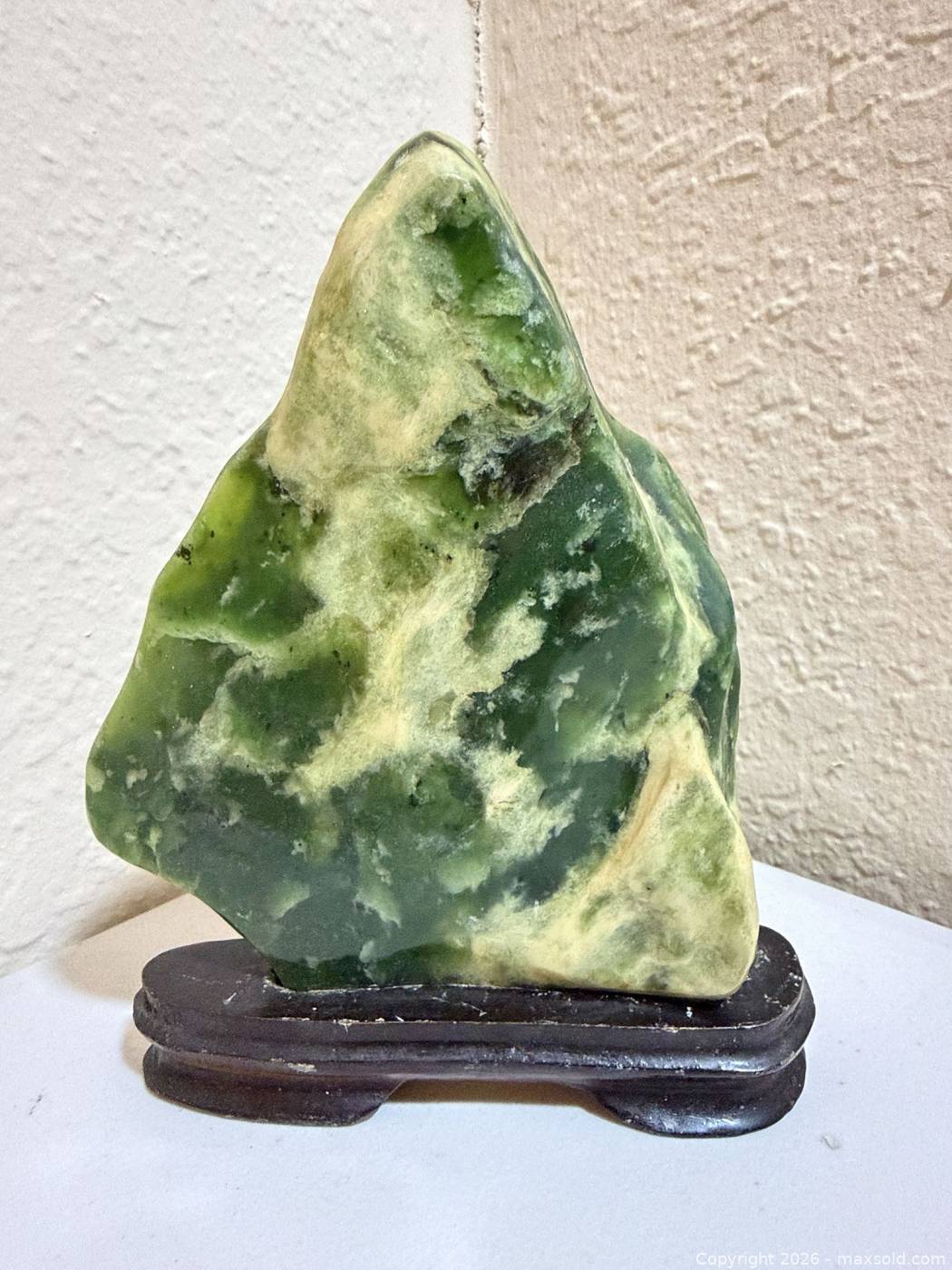 Carved Jadeite Ornamental Stone with Stand | Maxsold