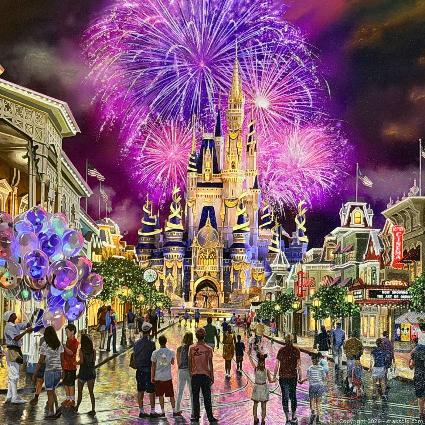 Walt Disney World 50th Anniversary Thomas Kinkade canvas print | Maxsold