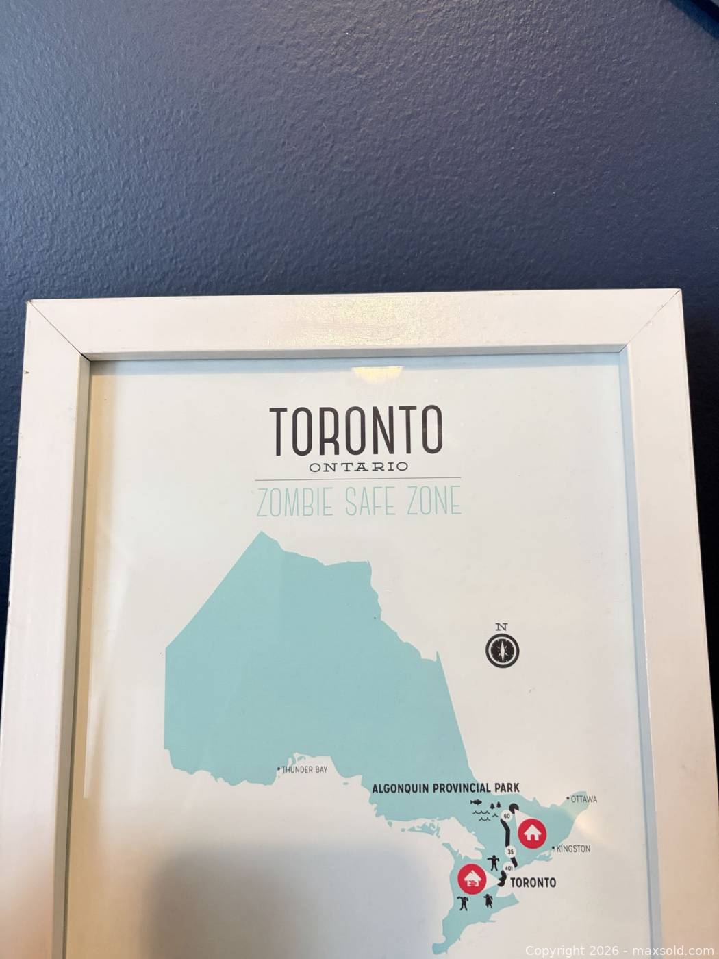 Framed Toronto Ontario Zombie Safe Zone Print | Maxsold