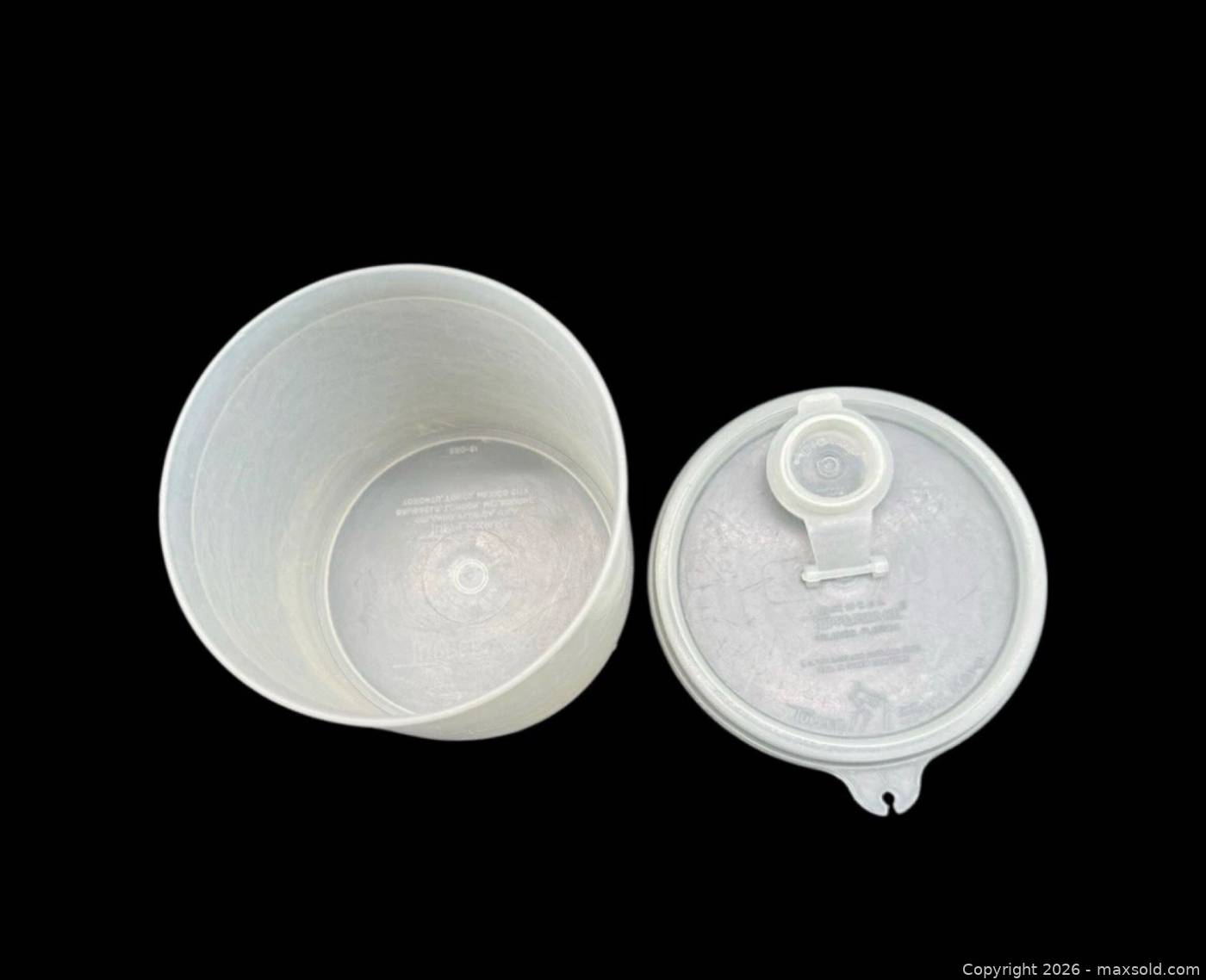 Tupperware clear round plastic container with pour lid 3.5 in | Maxsold