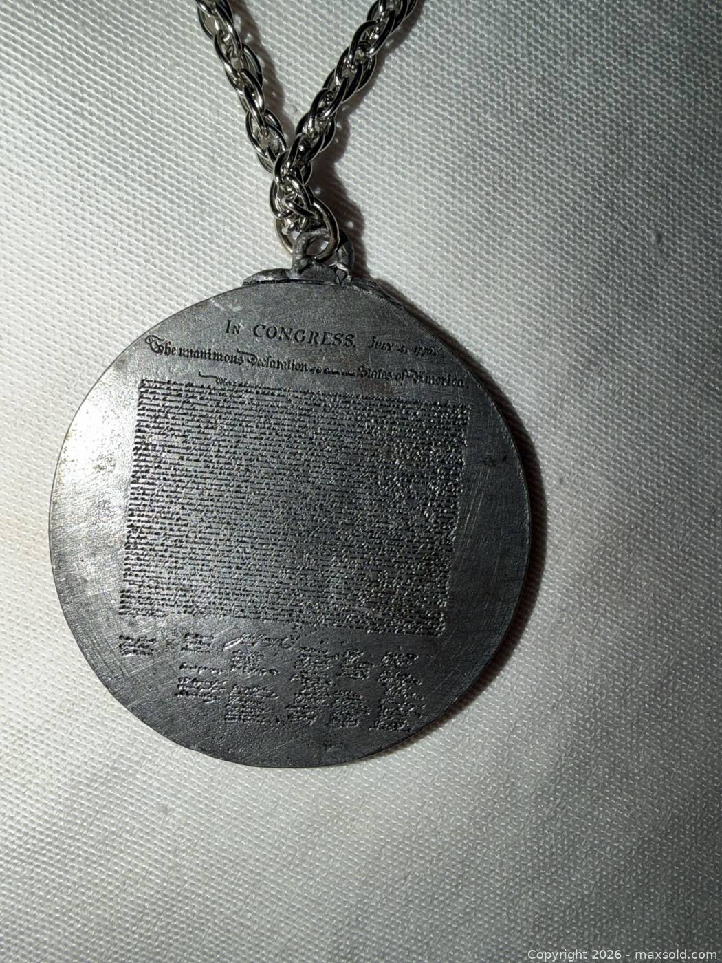 Declaration of Independence pendant necklace | Maxsold