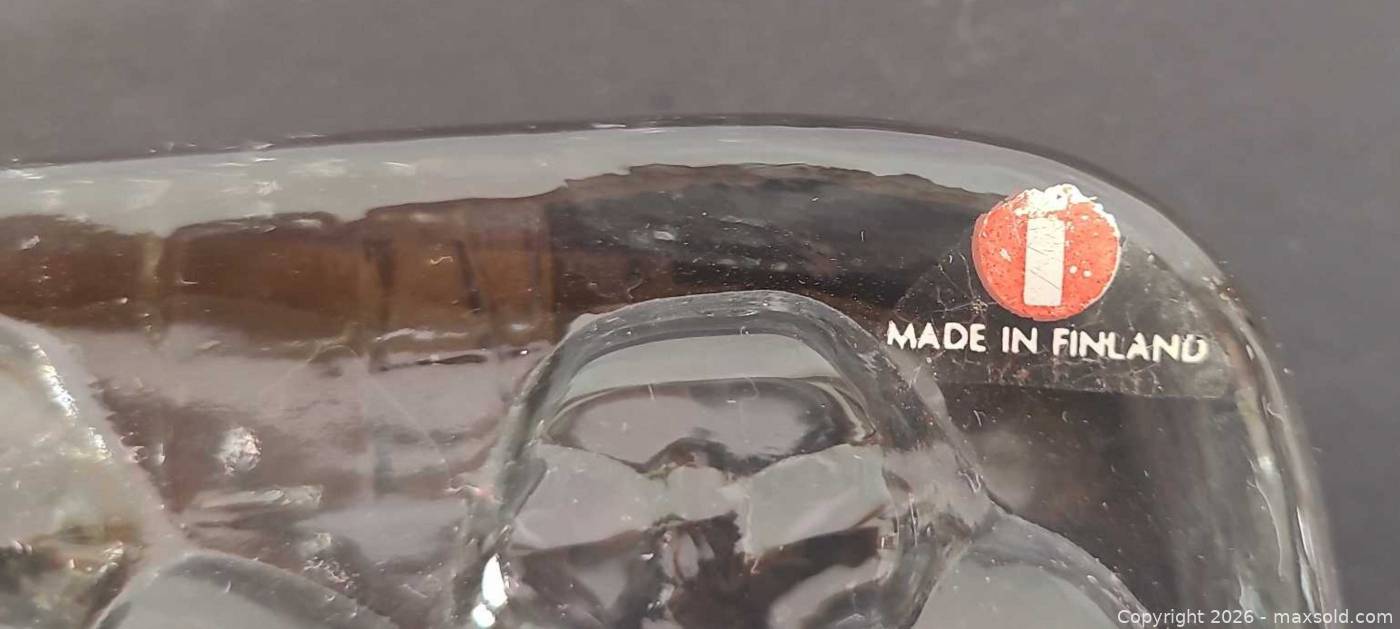 Iittala Finland glass paperweight and starburst votive | Maxsold