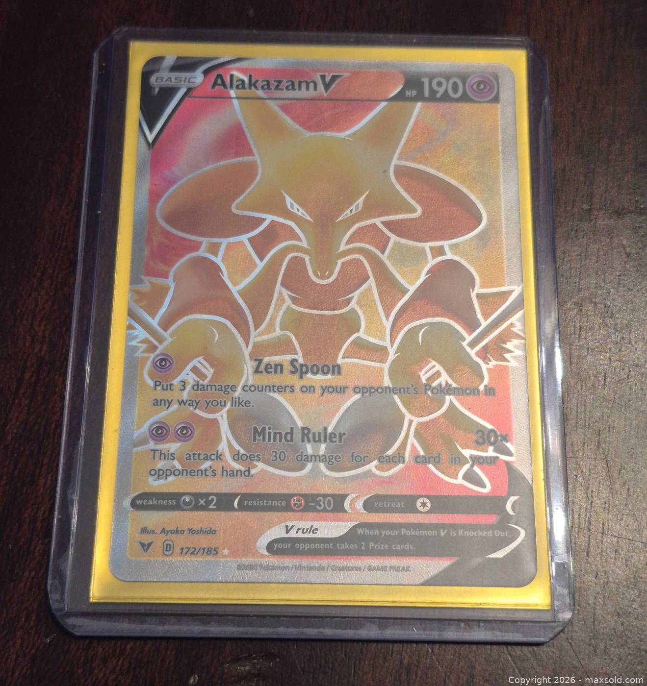Pokemon Vivid Voltage Alakazam V Full Art 172/185 Trading Card | Maxsold