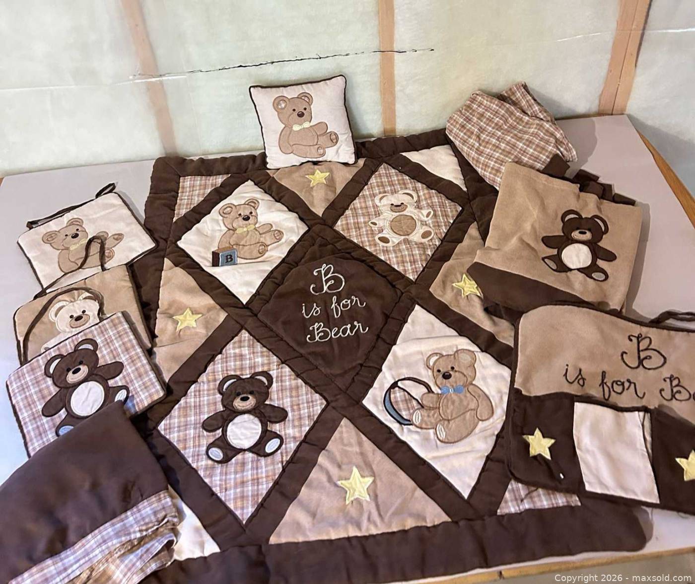 Infant Teddy Bear Patchwork Crib Bedding Set | Maxsold