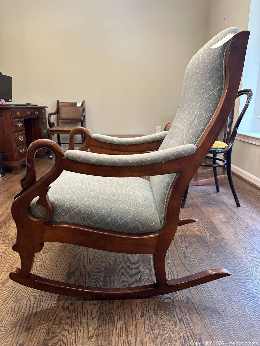 Traditional Upholstered Wood Rocking Chair | Maxsold