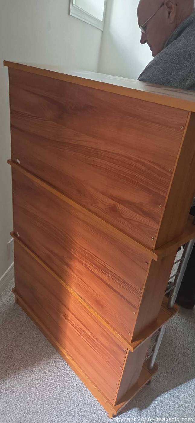 Cherry Veneer Modular Open Bookcase | Maxsold