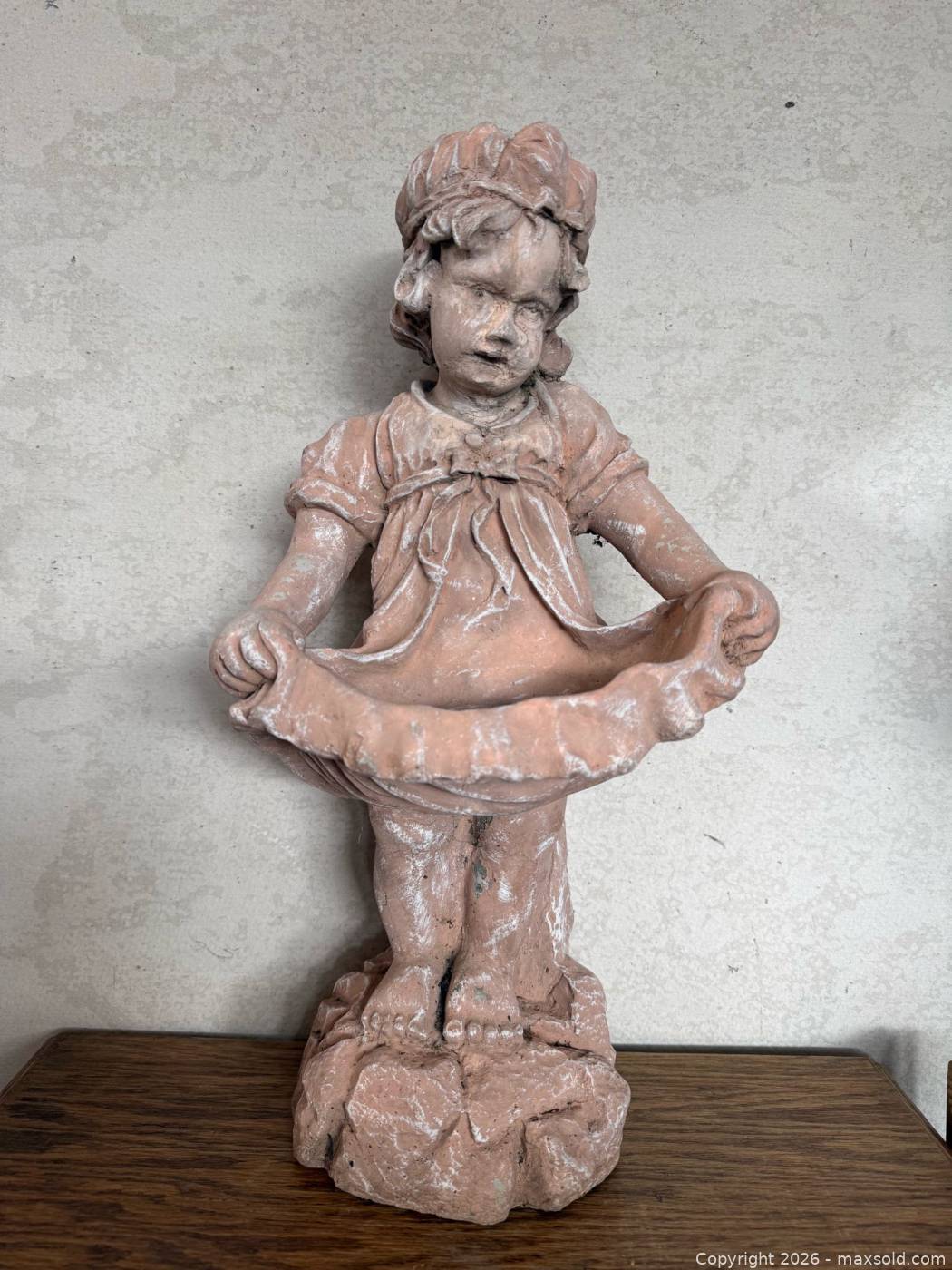 Concrete girl statue 22 in | Maxsold