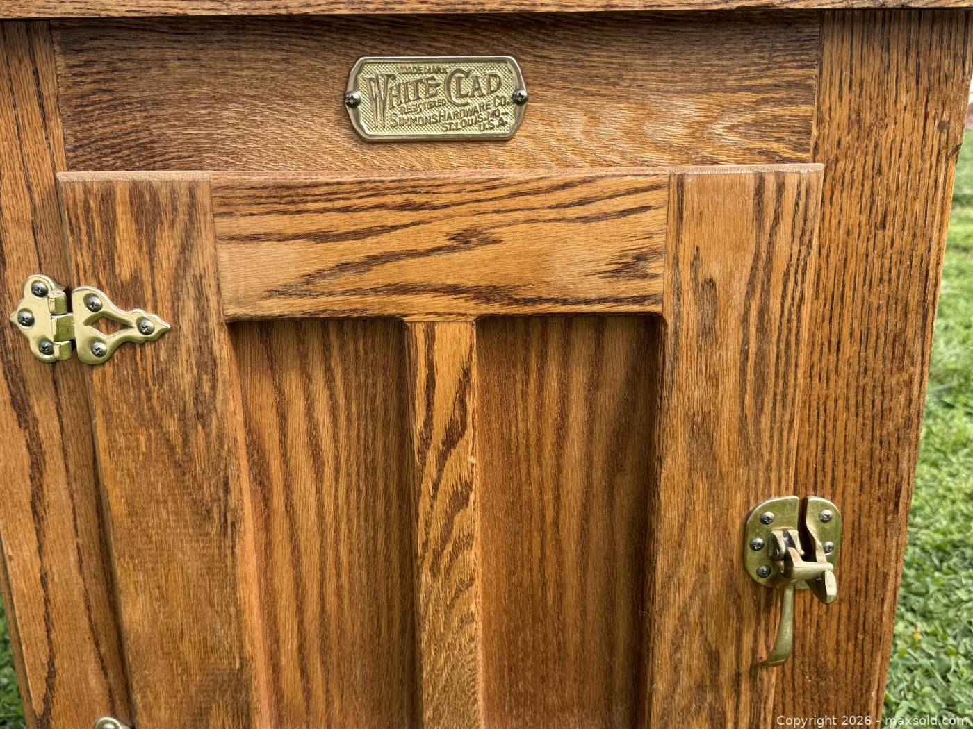White Clad oak ice box style cabinet | Maxsold