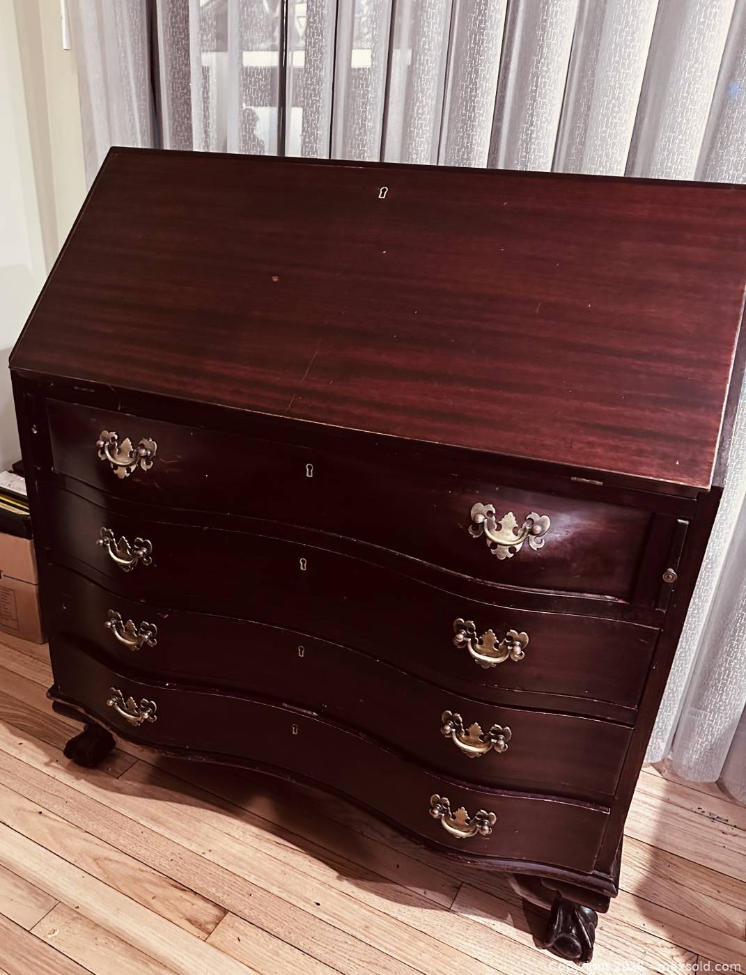 Mahogany slant-lid drop-front secretary desk | Maxsold
