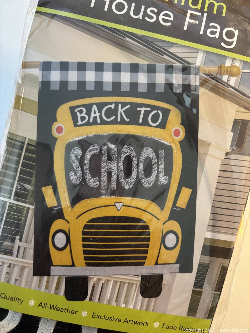 Briarwood Lane Premium Back To School Bus House Flag 28" x 40" | Maxsold