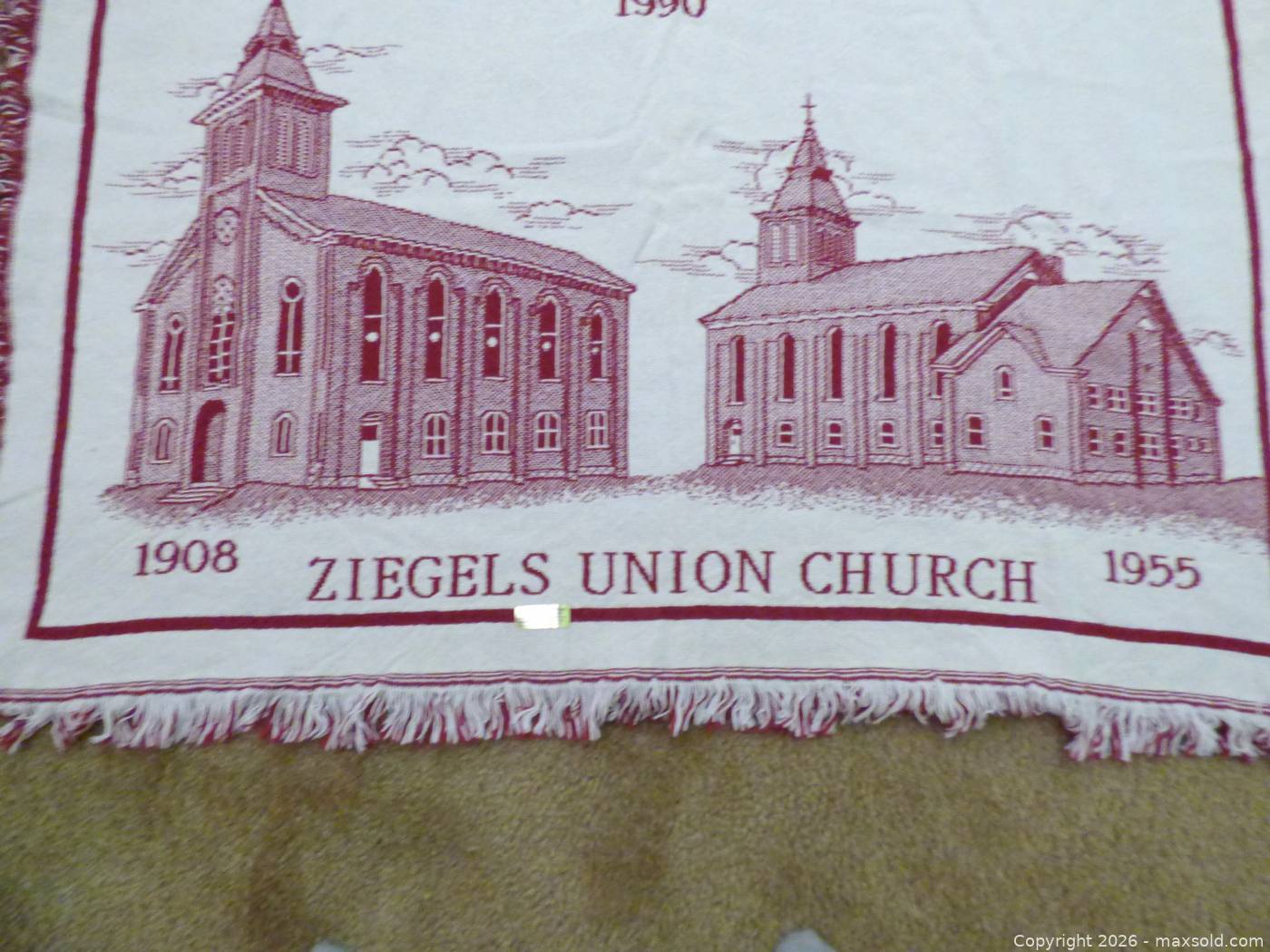 Ziegels Union Church blanket and wood cutout | Maxsold