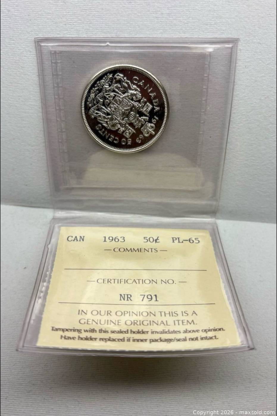 1963 Canada 50-cent silver coin graded PL-65 | Maxsold