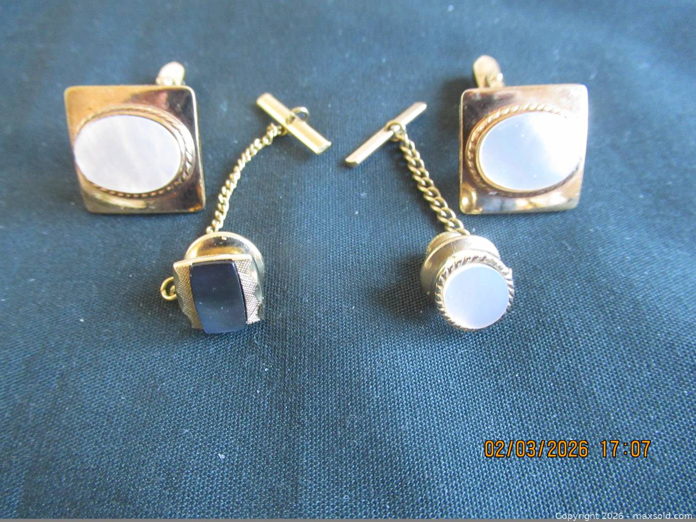 Gold Tone Cufflinks With Two Studs | Maxsold