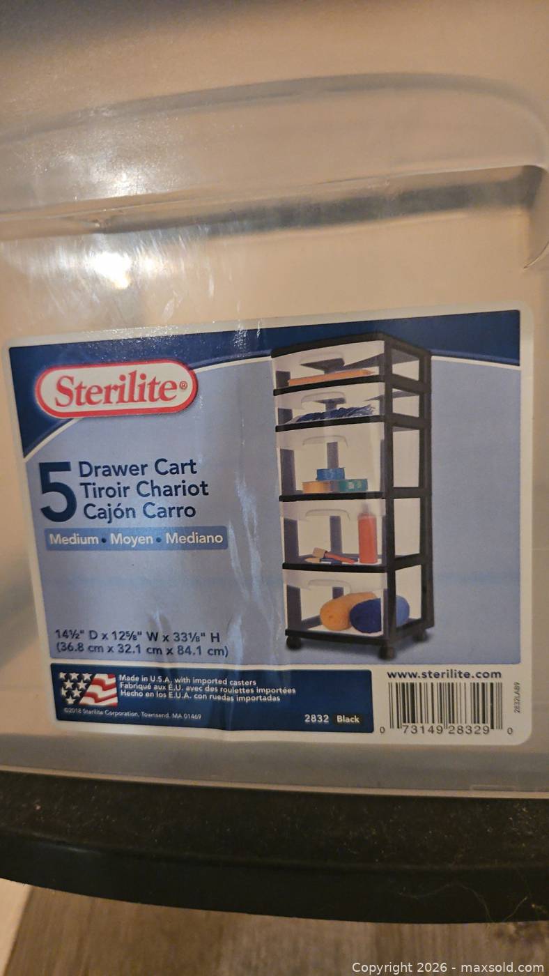 Sterilite 5-Drawer Plastic Storage Cart | Maxsold