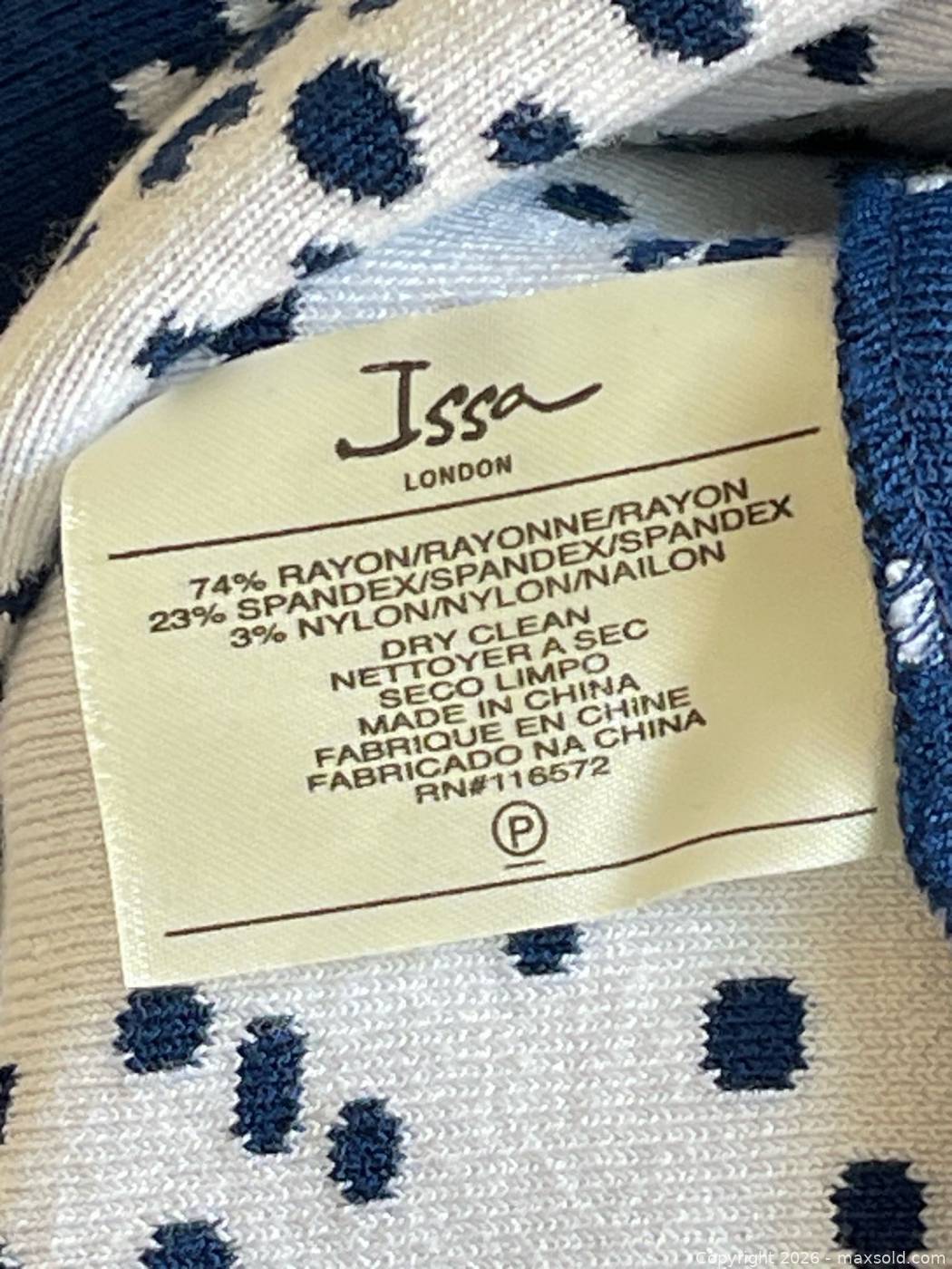 Issa London blue knit polka dot dress size S | Maxsold
