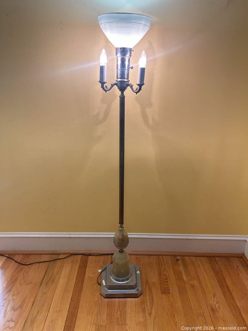 Vintage Art Deco Metal & Glass Floor Lamp | Maxsold