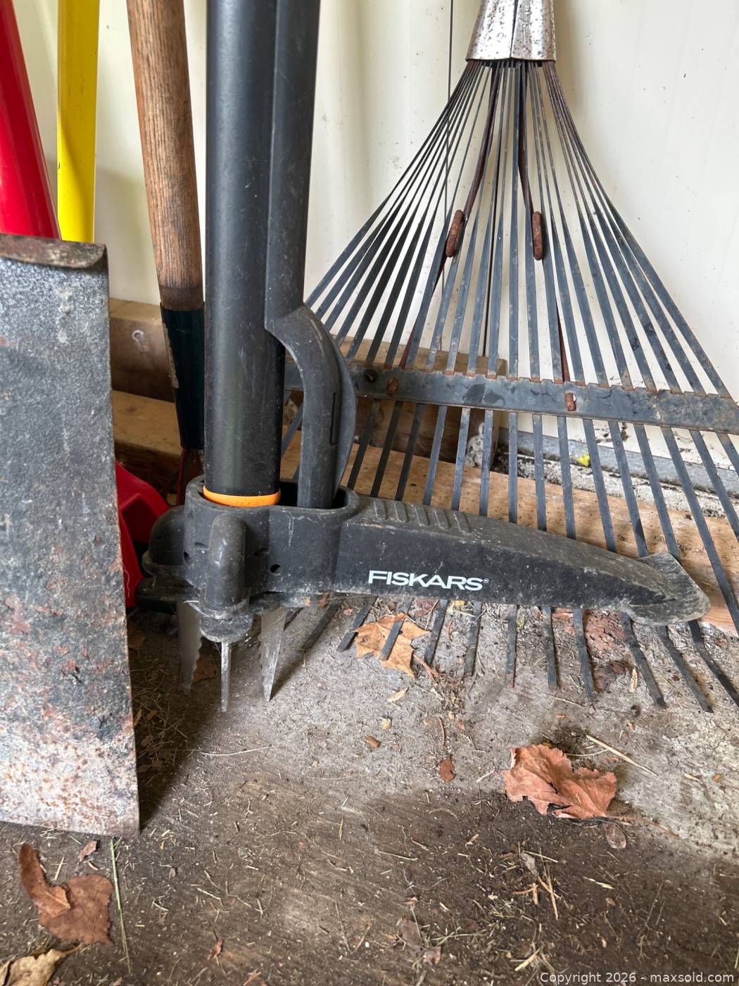 Yard and garden hand tools, Fiskars rake, Erickson tarp, snow shovels ...