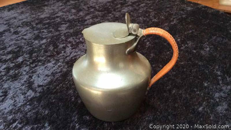 Puritan Pewter Rattan Handle Pot with Lever Lid | Maxsold