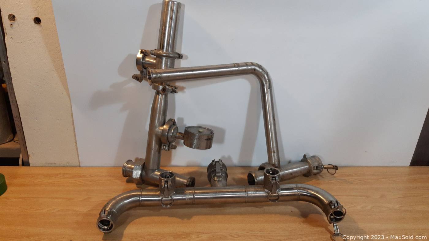 Set of 3 Stainless Steel Manifolds with Tri-Clamp Connectors and ...