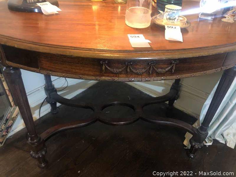 Solid Wood Oval Hall Table with Drawer | Maxsold