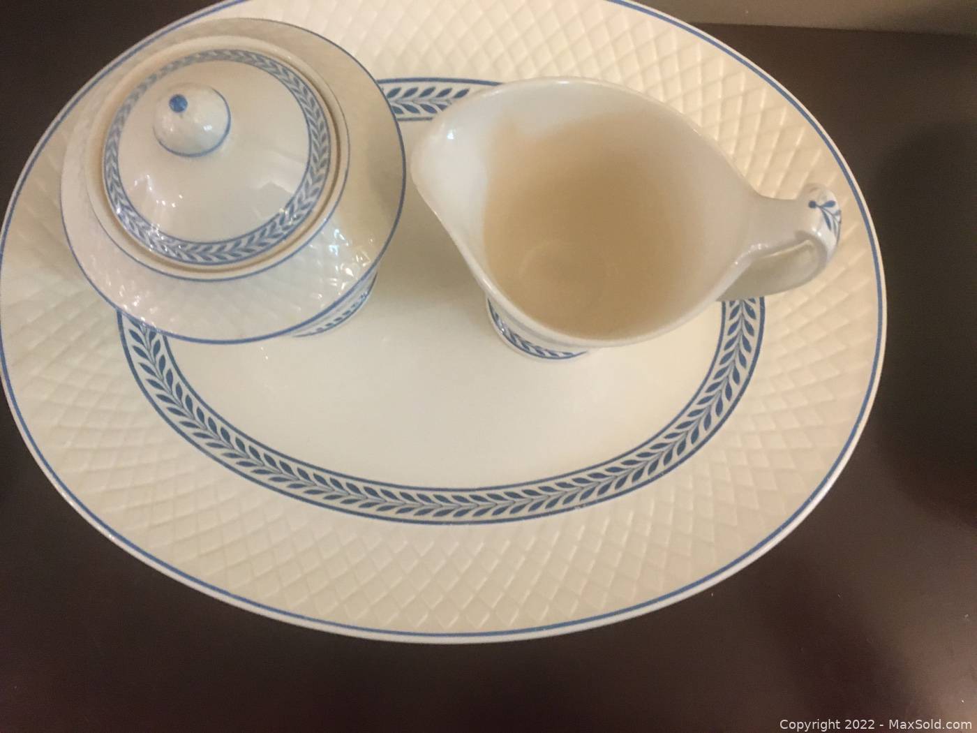 Spode Elaine Pattern Blue and Cream Dish Set | Maxsold