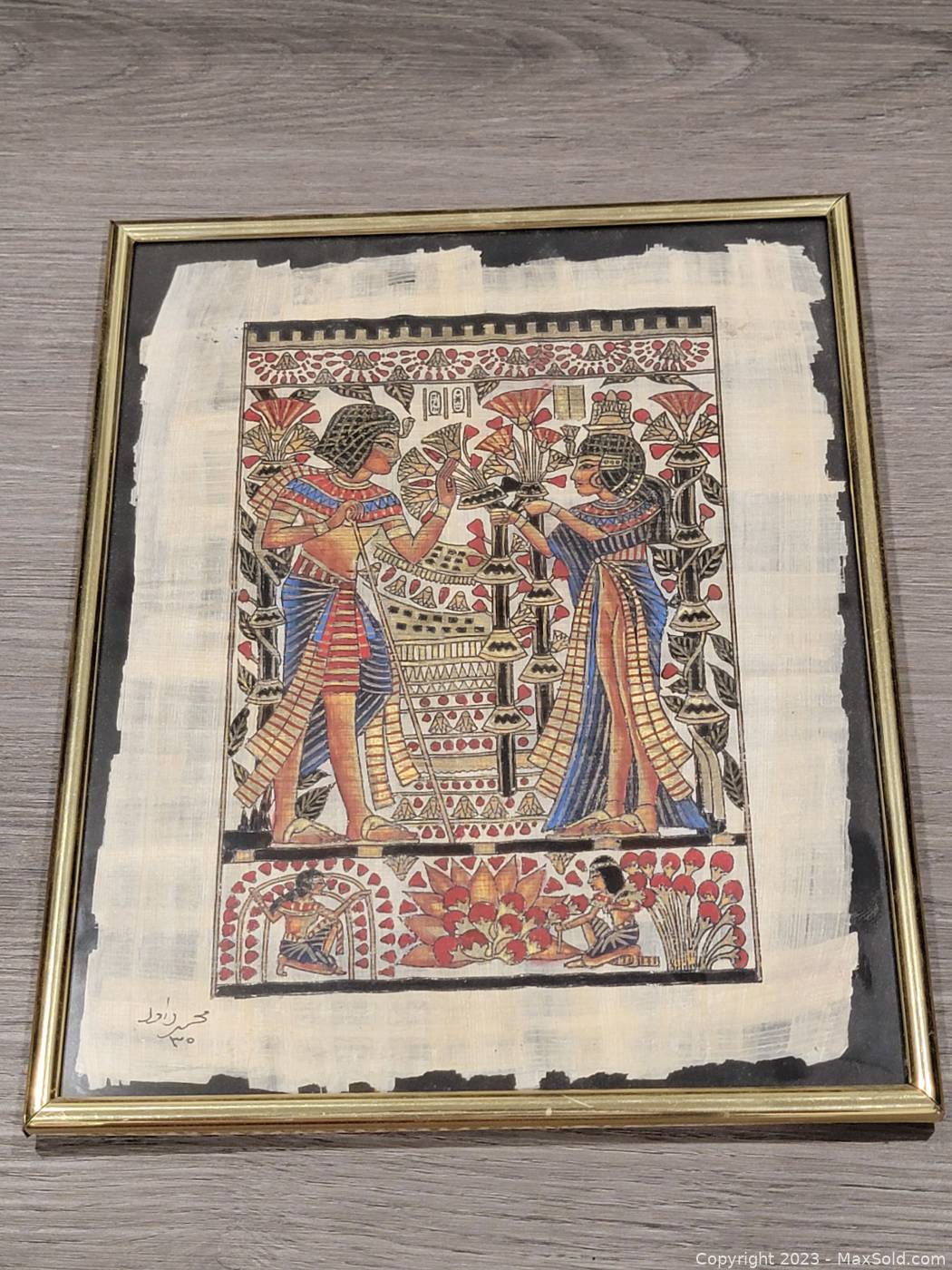 Hand Painted Signed Papyrus Painting | Maxsold