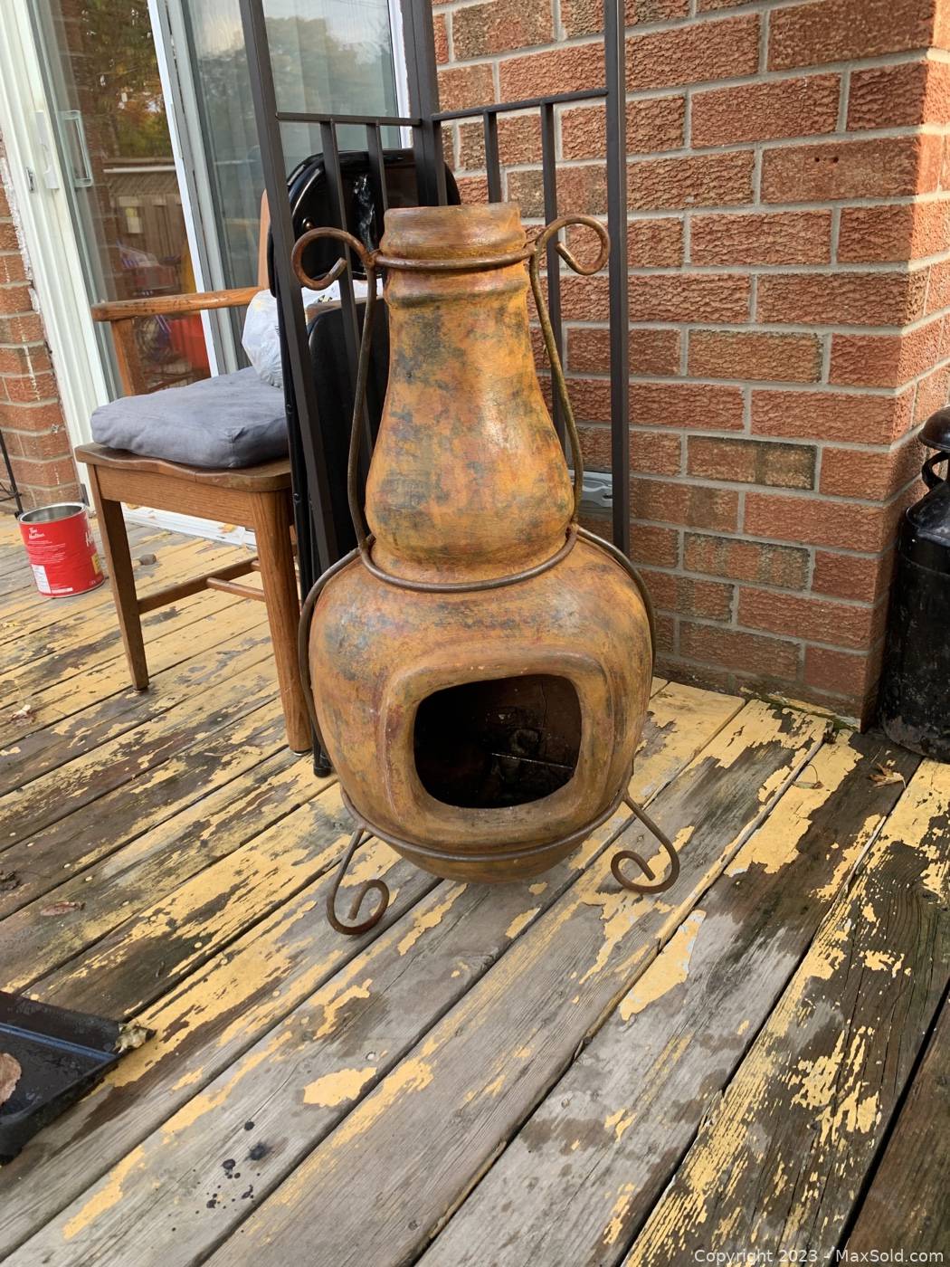 Large Chiminea with Cast Iron Stand | Maxsold
